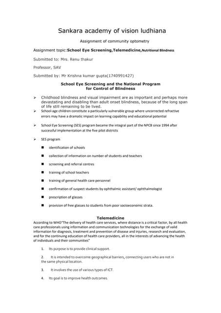 Assignment Community Optom Pdf
