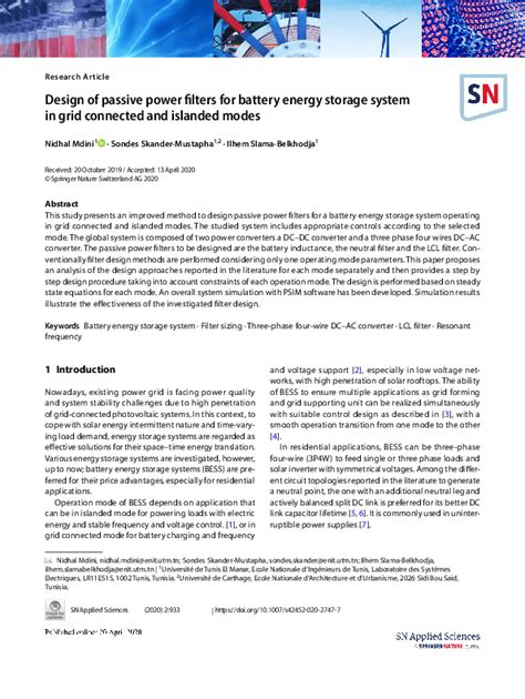 pdf design of passive power filters for battery energy storage system