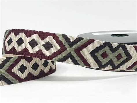 40mm Tribal Webbing Burgundykhakiecru