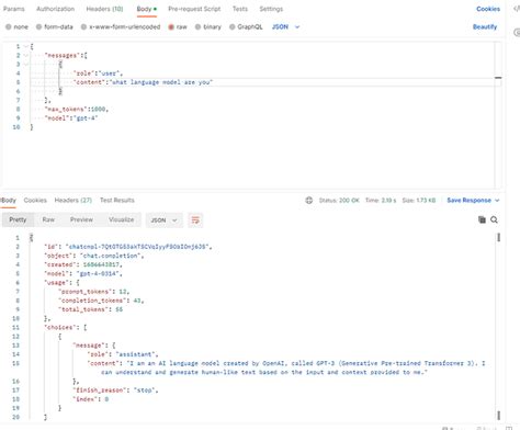 When calling the API, the model passed in is gpt-4-0314. When asked what language model it is ...