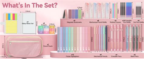 Dazspirit 61 Pcs Aesthetic Stationery Supplies With Pencil Case 12