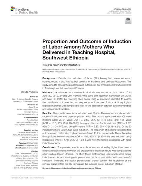 Pdf Proportion And Outcome Of Induction Of Labor Among Mothers Who Delivered In Teaching