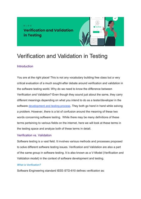 Verification And Validation In Testing Pdf