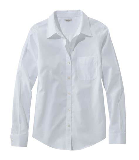 Womens Wrinkle Free Pinpoint Oxford Shirt Long Sleeve Relaxed Fit White 2x L L Bean Womens