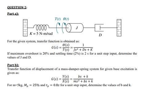 solved question 2 parta for the given system transfer
