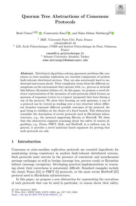pdf quorum tree abstractions of consensus protocols