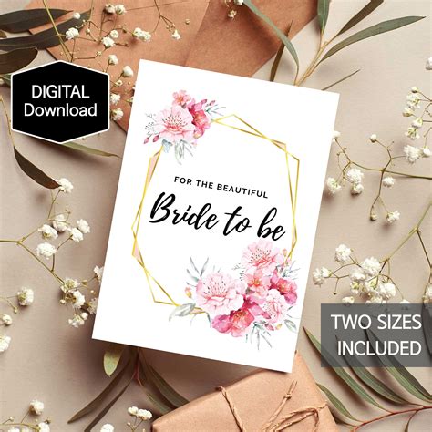 Printable For The Beautiful Bride To Be Card Bridal Shower Card Floral