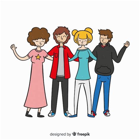 Imágenes De Dibujo Grupo 4 Personas Descarga Gratuita En Freepik