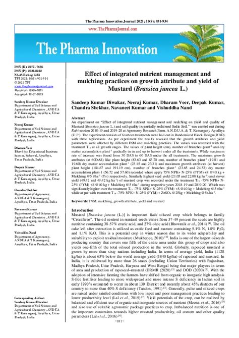 (PDF) Effect of integrated nutrient management and mulching practices on growth attribute and ...