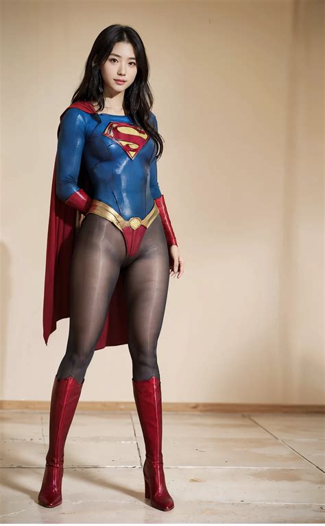 A Woman In A Superman Costume Posing For A Picture Seaart Ai