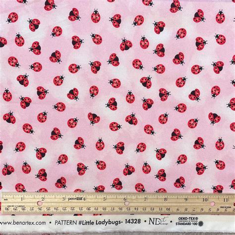 Ladybug Fabric By The Yard Little Ladybugs Pink Benartex 100 Cotton