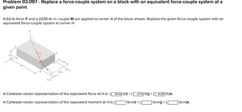 Solved Problem 03097 Replace A Force Couple System On A