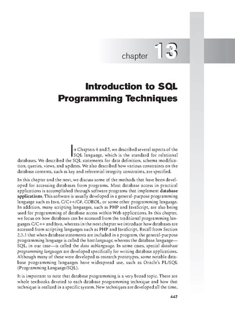 Chapter 13 Introduction To Sql Programming Techniques Chapter 13 Introduction To Sql