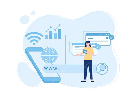 Premium Vector A Woman Designs A Flowchart For Website Creation