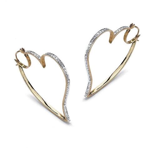 Diamond Accent Heart Shape Hoop Earrings