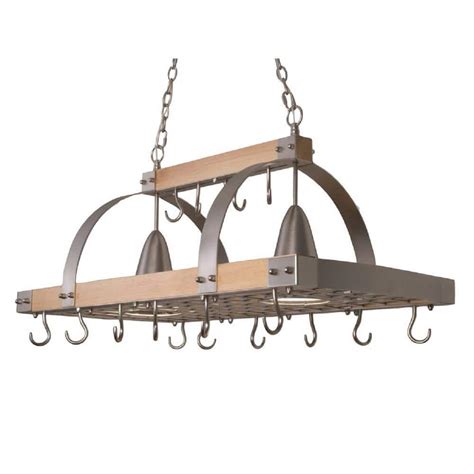 Rustic Lighted Pot Rack Shelly Lighting