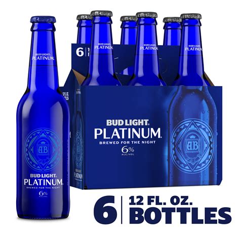 Bud Light Platinum Beer 6 Pack Beer 12 Fl Oz Glass Bottles 6 Abv Domestic Beer