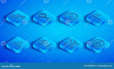 Set Compass Road Barrier Route Location Traffic Sign Location Infographic Of City Map