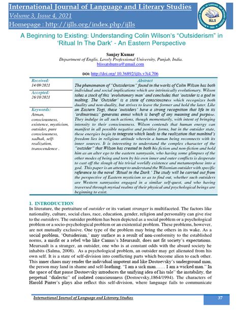 A Beginning T O Existing Understanding Colin Wilsons Outsiderism In