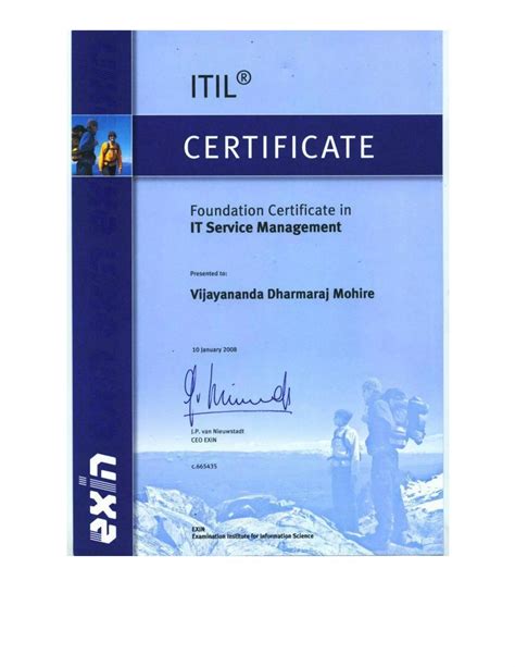 Itil It Infrastructure Library Certificate Pdf