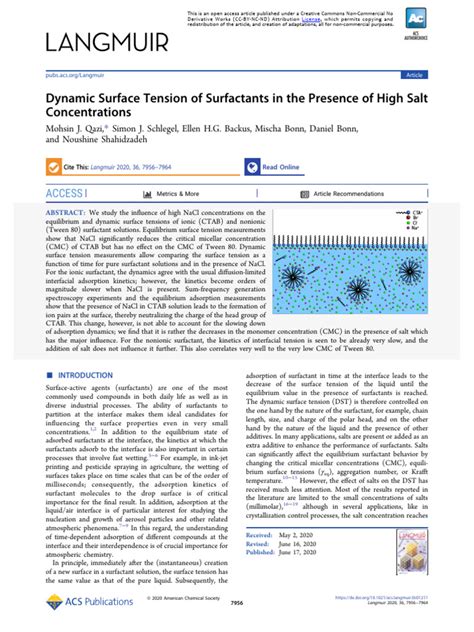Dynamic Surface Tension Pdf Adsorption Surfactant