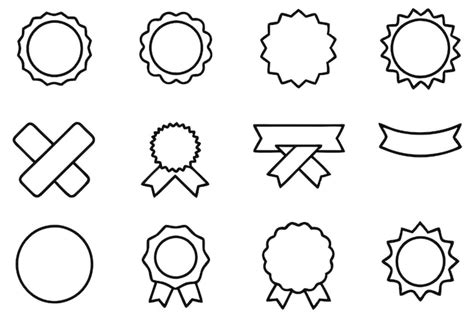 Ribbon Stamp Seal Line Art Design Illustration Validation Hand Drawing