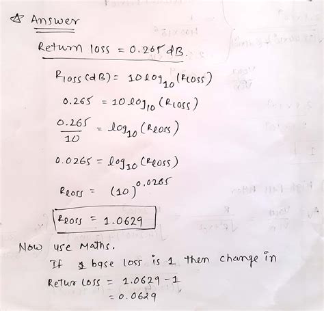 Solved How To Convert Db To Percentage If Return Loss In Db Is 265