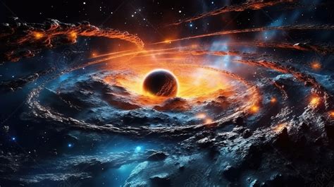 Stunning 3d Rendering View A Brighter Galaxys Center From A Distant