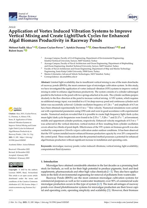 Pdf Application Of Vortex Induced Vibration Systems To Improve Vertical Mixing And Create