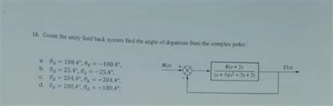 Solved 16 Given The Unity Feed Back System Find The Angle