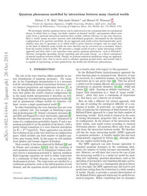 Quantum Phenomena Modelled By Interactions Between Many Classical