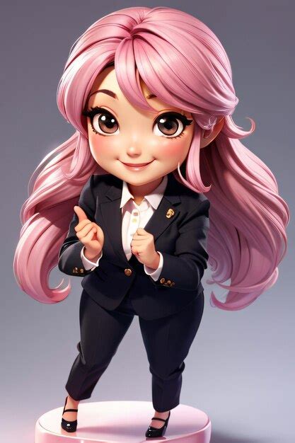 Premium Ai Image 3d Chibi A Woman In A Suit And Heels Giving A Thumbs