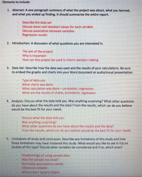 Elements To Include 1 Abstract A One Paragraph