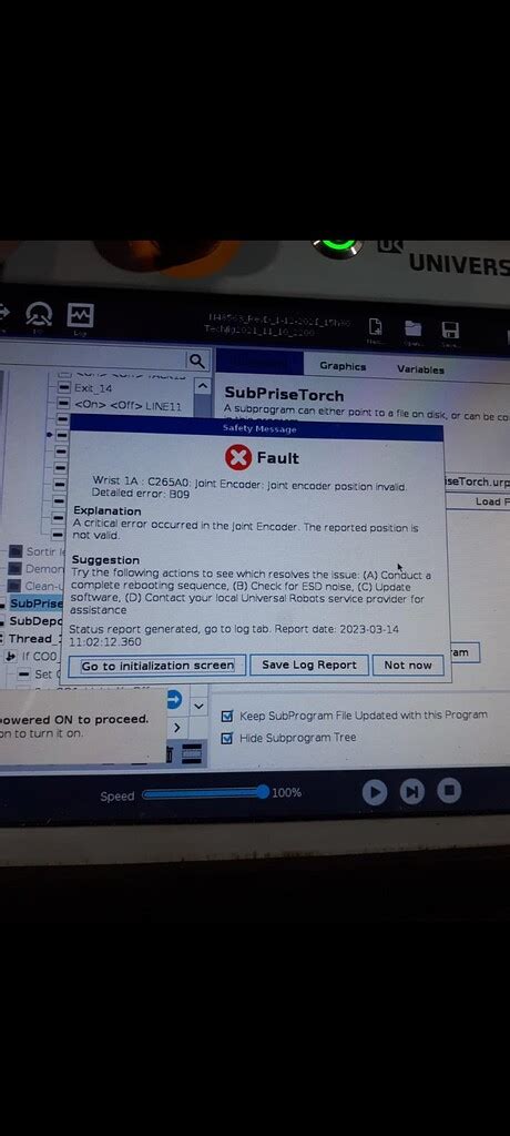 Fault C265a0 Joint Encoder Technical Questions Universal Robots