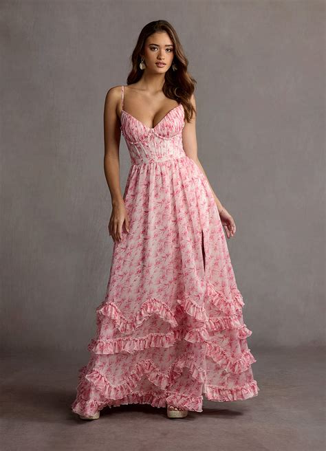 Alora Pink Floral Maxi Dress Azazie Ca
