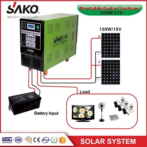Portable Movable Home Solar Panel System 150w 300w 500w 1kw Dc Ac 12v