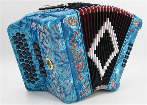Acordeon Marca Norteño 2 Tono Celeste Sol Rojo Gabbanelli Accordions