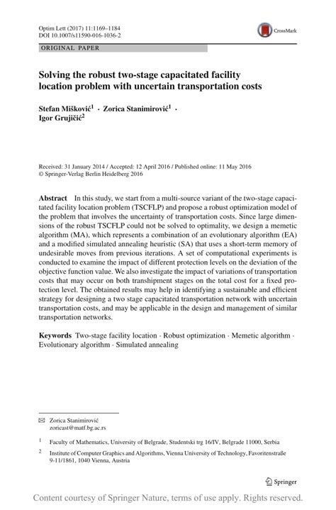 Solving The Robust Two Stage Capacitated Facility Location Problem With