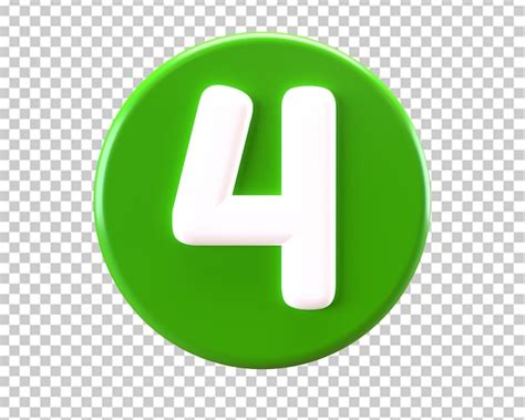 Premium Psd Four Number 4 Icon 3d On Green Circle