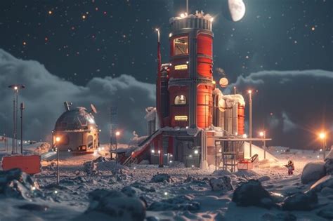 Premium Photo Lunar Base With Multicultural Scientists Conductin