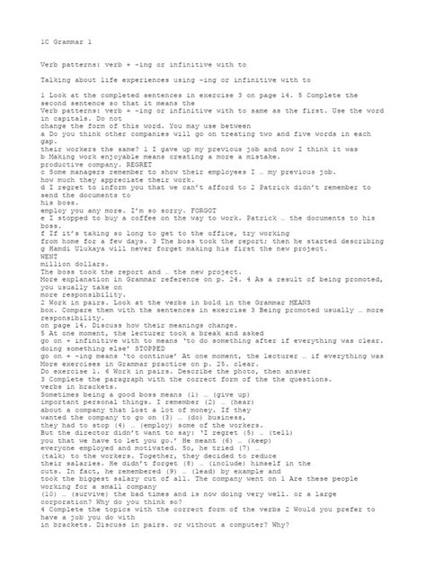 Verb Patterns Pdf Syntax Grammar Verb Patterns Pdf Syntax Grammar