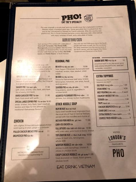 Menu At Cay Tre Soho Restaurant London 42 43 Dean St