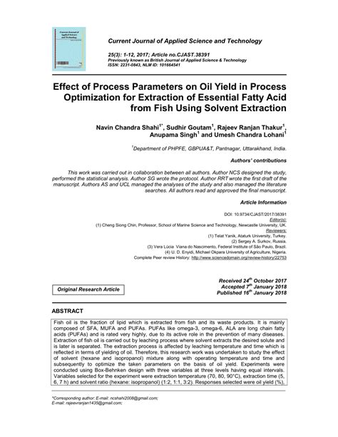 Pdf Effect Of Process Parameters On Oil Yield In Process Optimization Pdf Effect Of Process Parameters On Oil Yield In Process Optimization