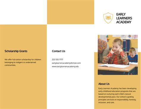 Free Tri Fold Elementary School Brochure Template To Edit Online
