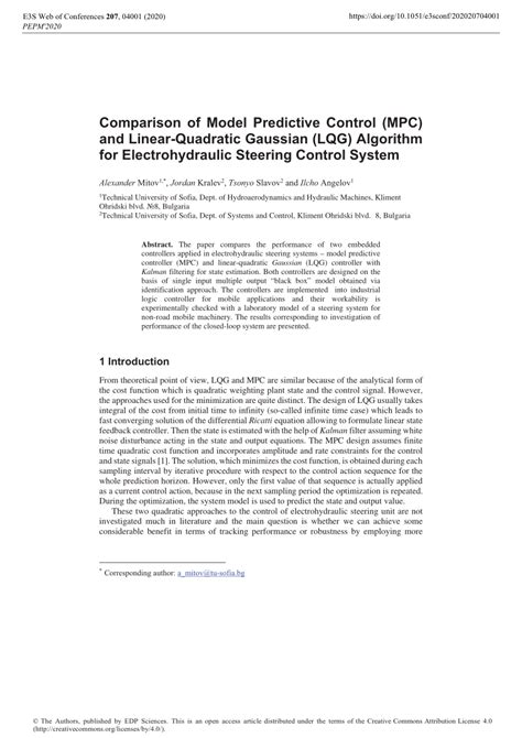 Pdf Comparison Of Model Predictive Control Mpc And Linear Quadratic