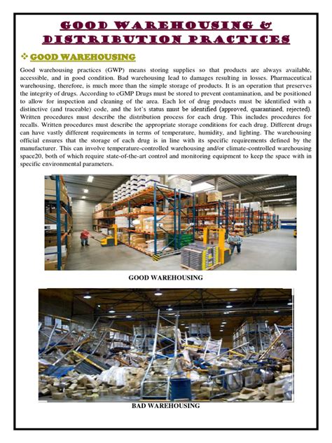 Good Warehousing Practice Pdf Warehouse Procurement