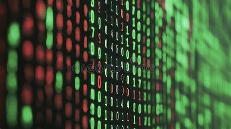 abstract binary code data stream on a digital screen stock image