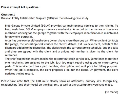Solved Question Draw An Entity Relationship Diagram ERD Chegg