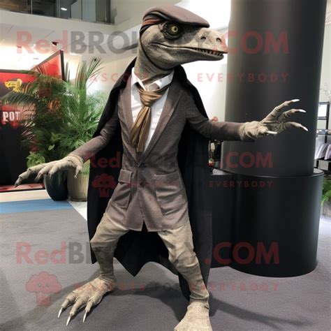 Velociraptor Mascot Costume Character Dressed With A Suit Pants And