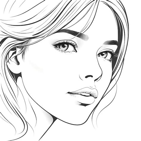 Premium Photo A Beautiful Girl Face Outline Illustration On White
